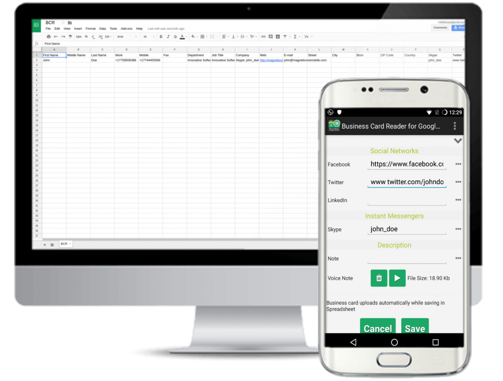 Scan Business Cards into Google Sheets with Business Card Reader